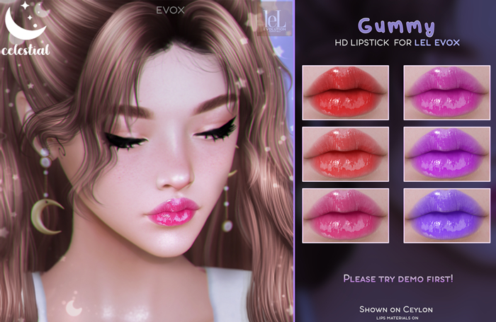 Second Life Marketplace Celestial Gummy Lipstick Lelutka Evox